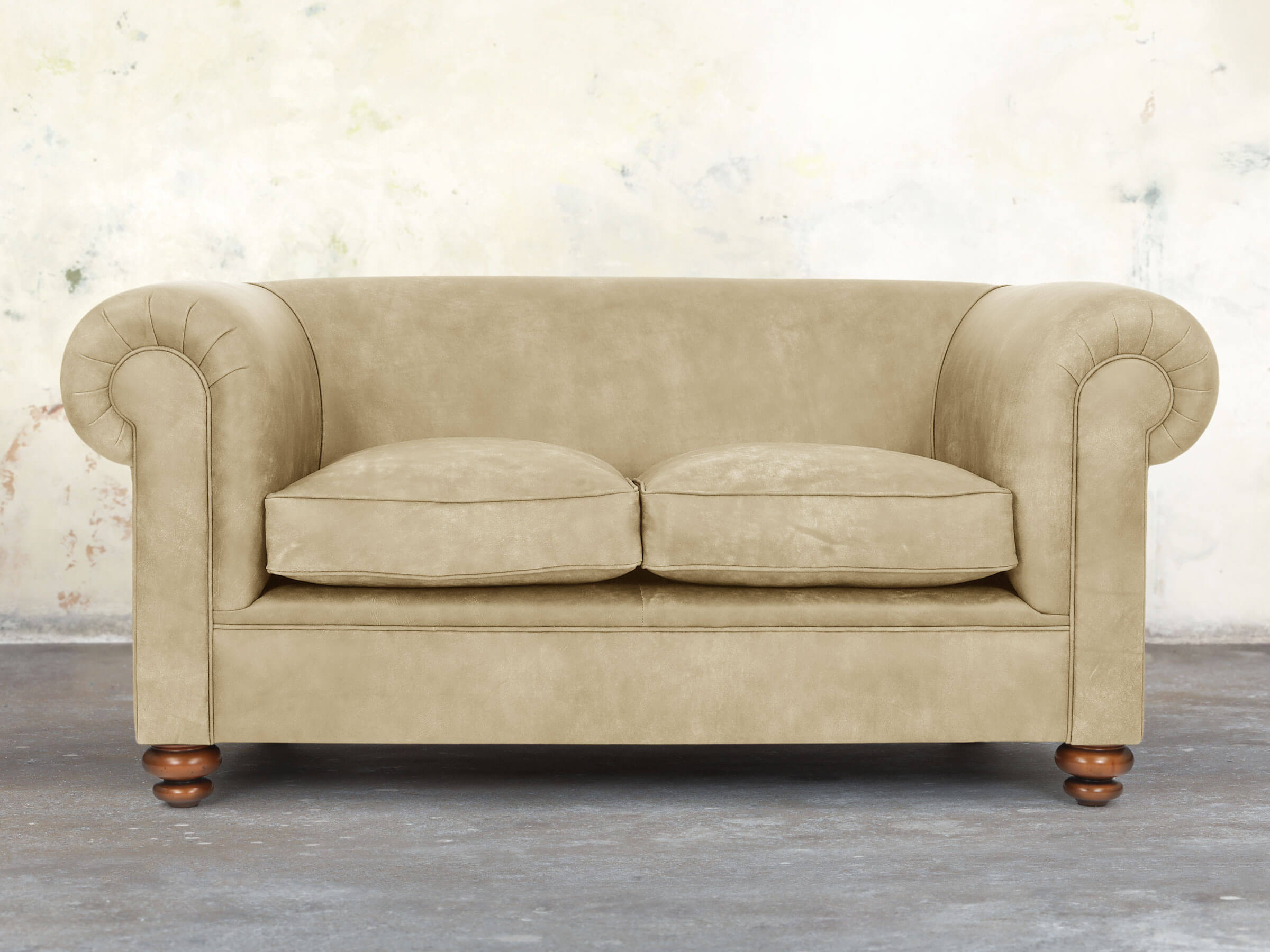Jasper 2 Seat Chesterfield Sofa In Oyster Soft 'n' Easy Leather