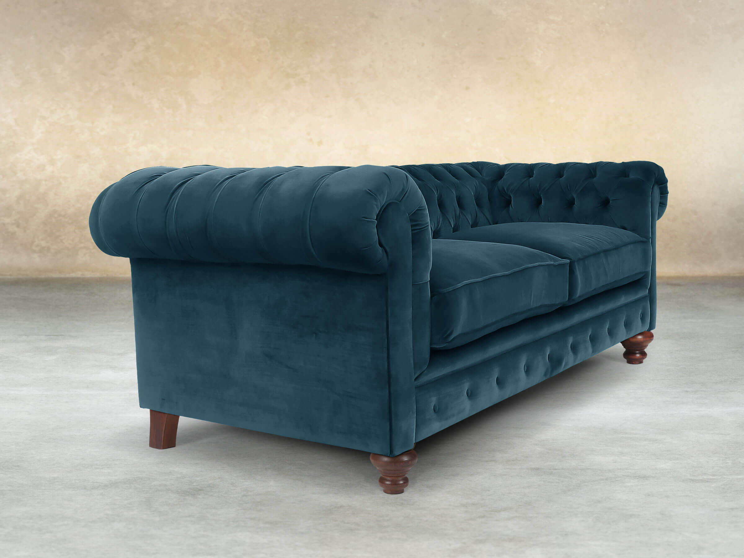 Arthur 3 Seat Chesterfield Sofa In Blue Lush Velvet