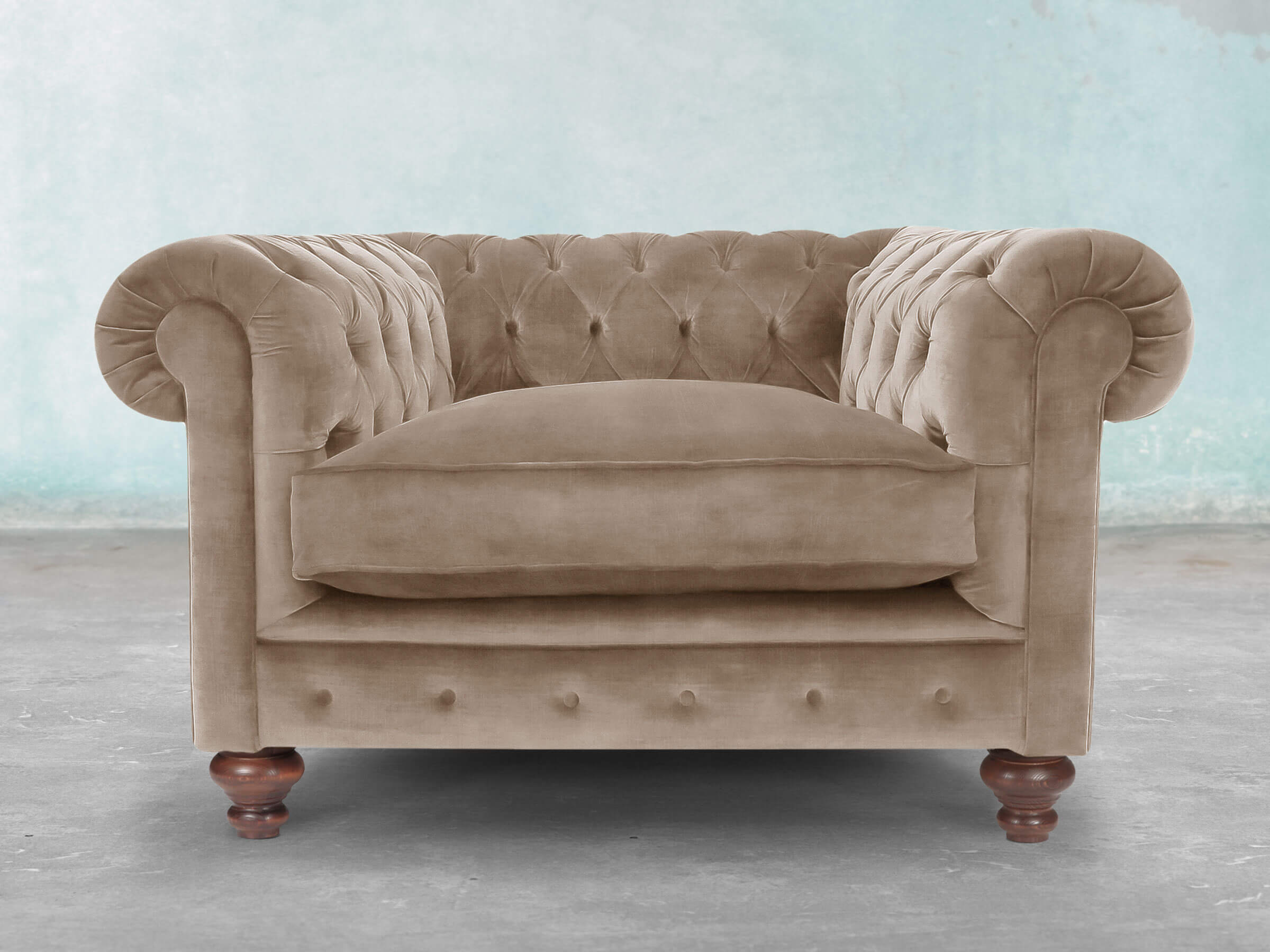 Arthur Chesterfield Chair In Mocha Vintage Velvet