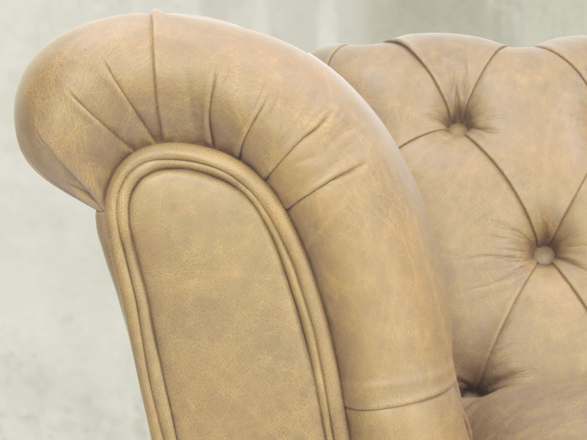 Darcy 2 Seat Chesterfield Sofa In Mushroom Ol' School Leather