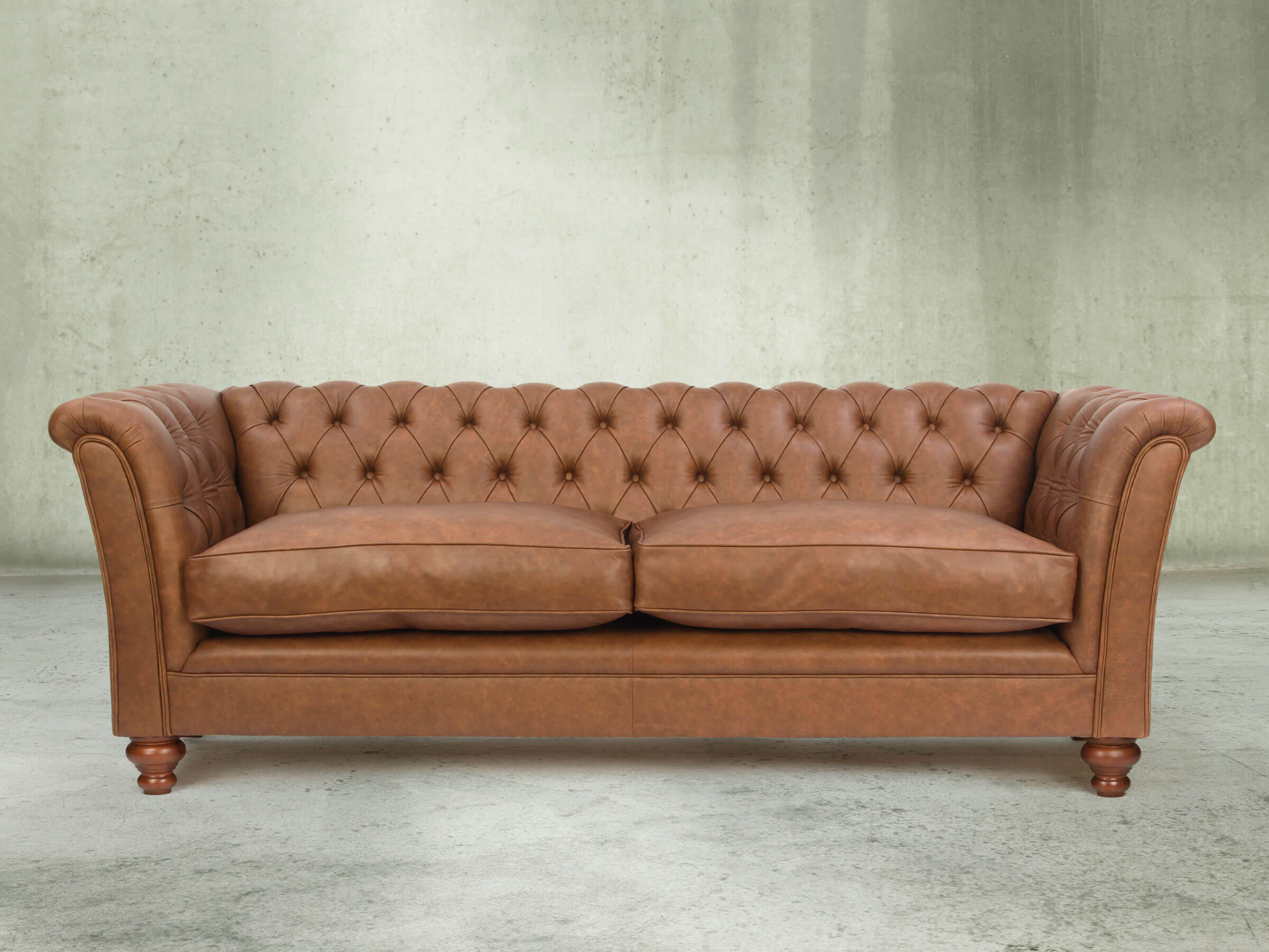 Darcy 4 Seat Chesterfield Sofa In Gingerbread Ol' School Leather