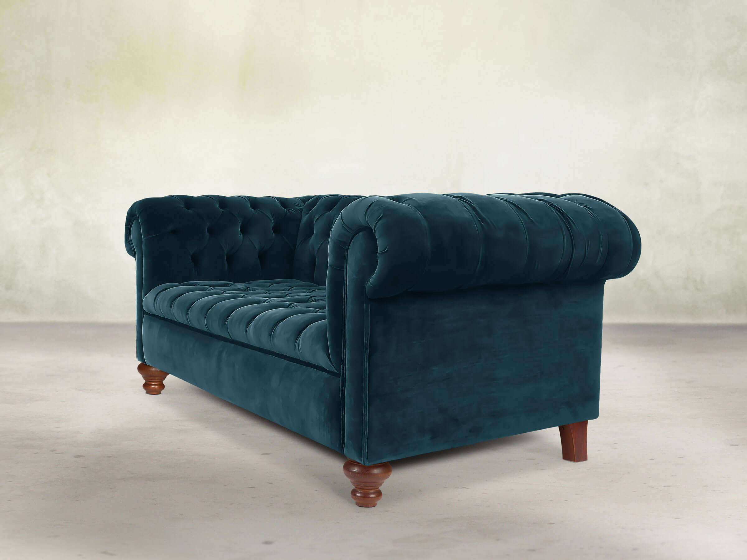 Elsa Snug 2 Seat Chesterfield Sofa In Blue Lush Velvet