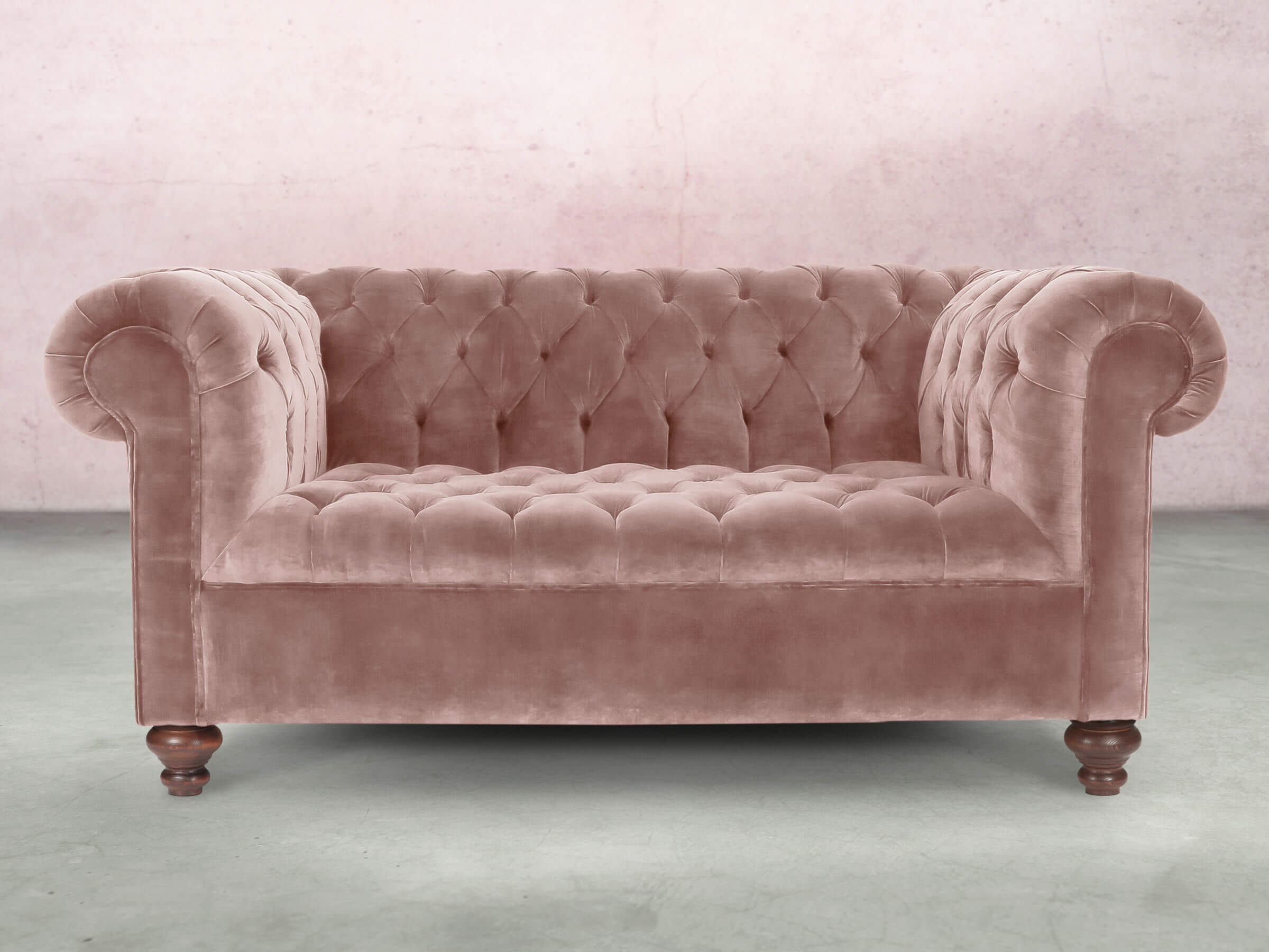 Elsa Snug 2 Seat Chesterfield Sofa In Dusky Pink Vintage Velvet ...