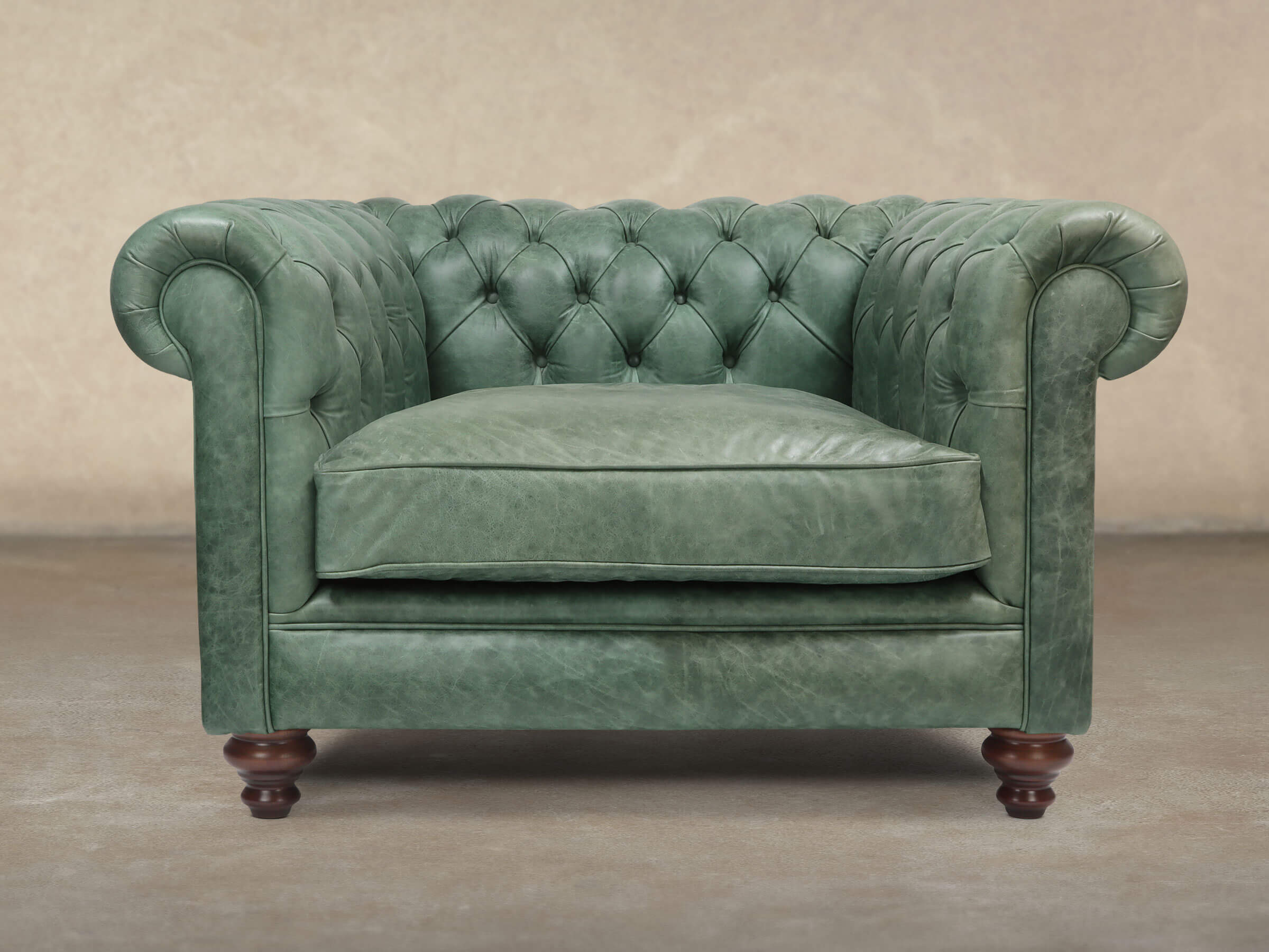Ollie Chesterfield Chair In Shamrock Rustic Leather