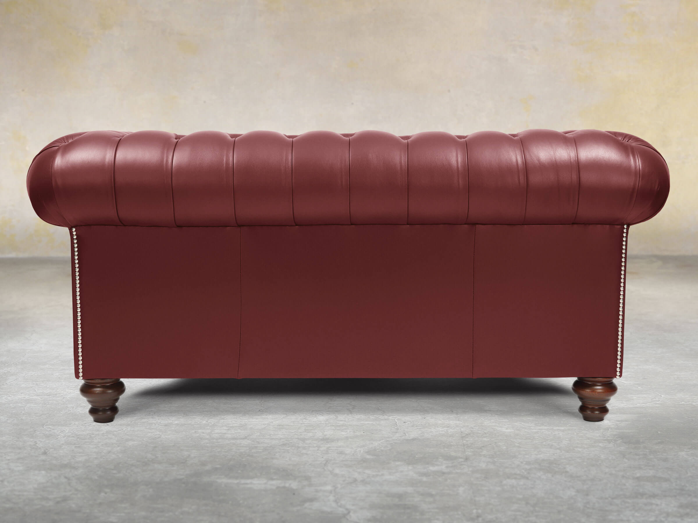 Polly 2 Seat Chesterfield Sofa In Ruby Lux Leather