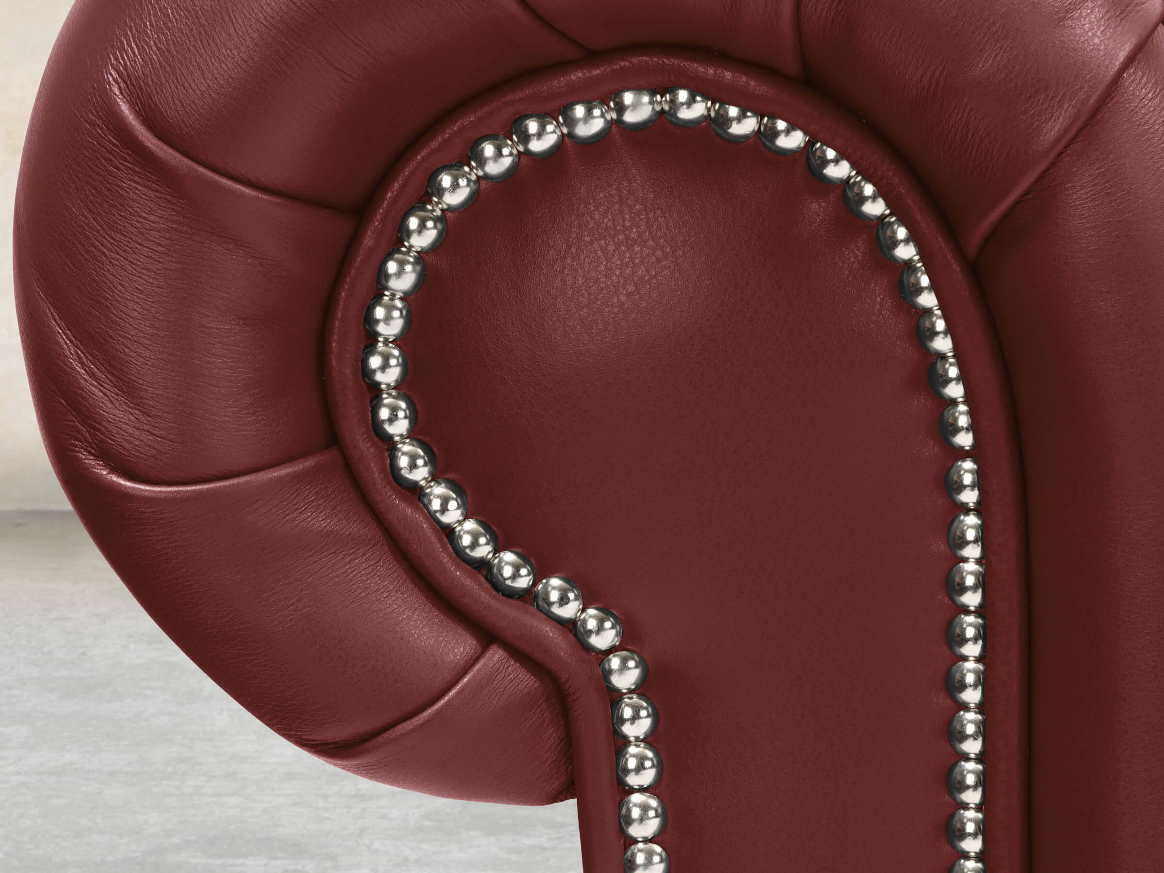 Polly 2 Seat Chesterfield Sofa In Ruby Lux Leather