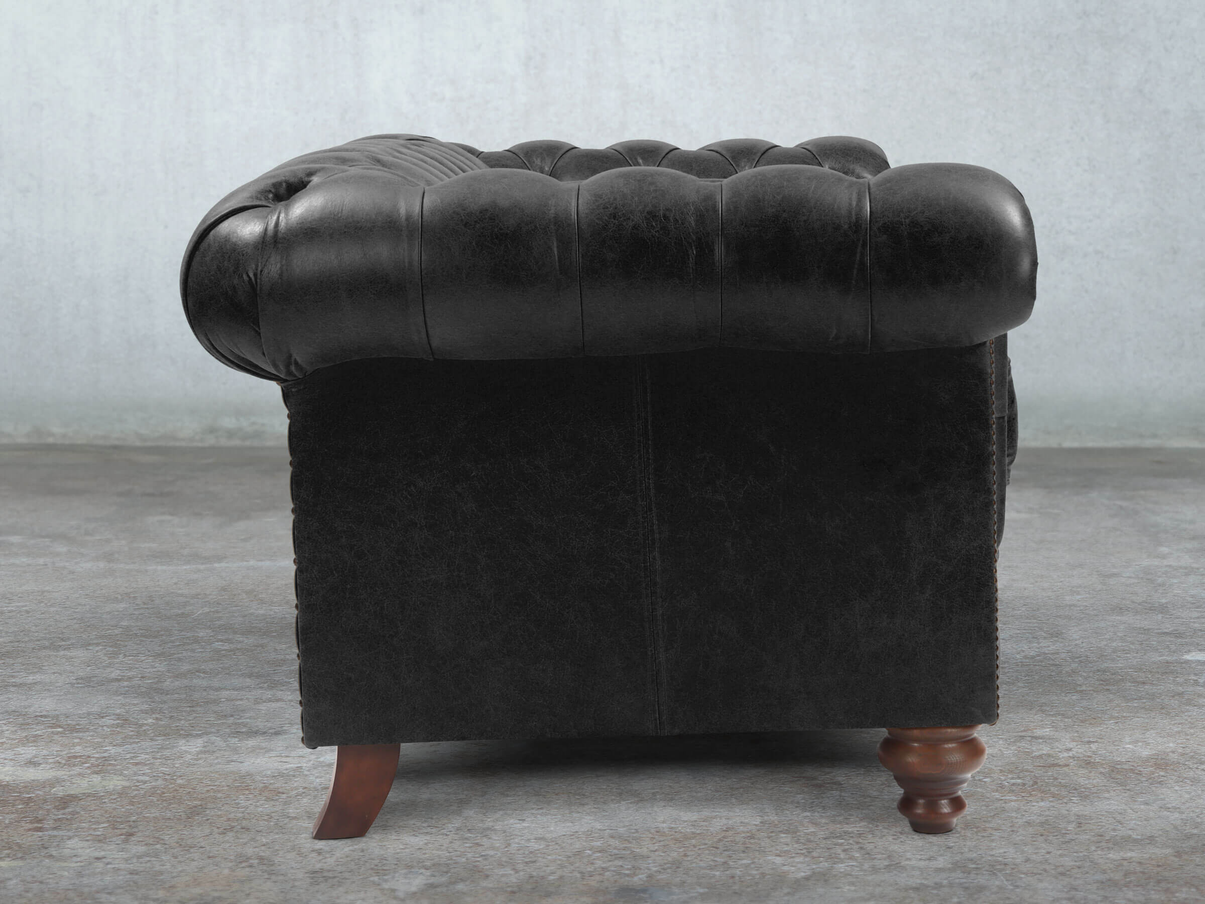 Winston Chesterfield Chair In Black Classic Leather